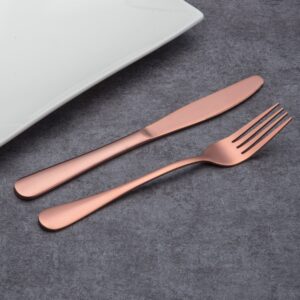 Berglander Rose Gold Silverware Set, 20 Piece Stainless Steel Copper Flatware Set Cutlery Sets, Service for 4 (Shiny Rose Gold)