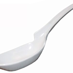 JapanBargain 2777x6, Chinese Soup Spoons Asian Korean Japanese Wonton Soba Rice Pho Ramen Noodle Spoon Notch and Hook Ladle Style Spoon Set of 6, White