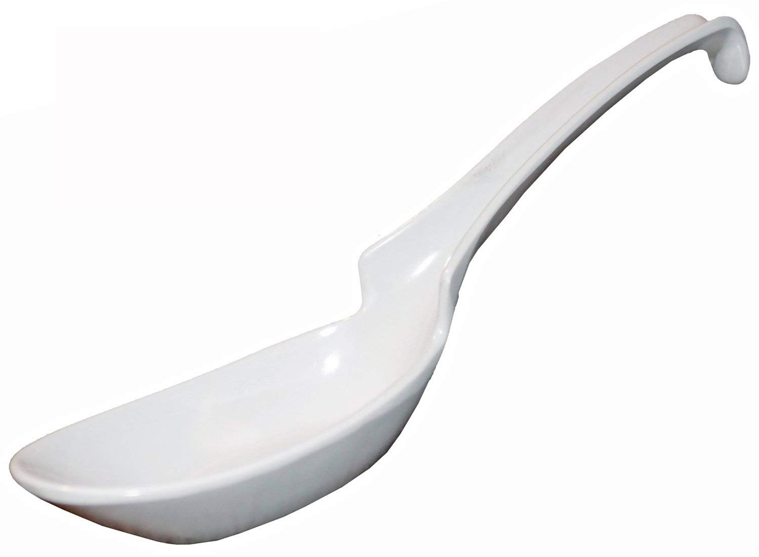 JapanBargain 2777x6, Chinese Soup Spoons Asian Korean Japanese Wonton Soba Rice Pho Ramen Noodle Spoon Notch and Hook Ladle Style Spoon Set of 6, White