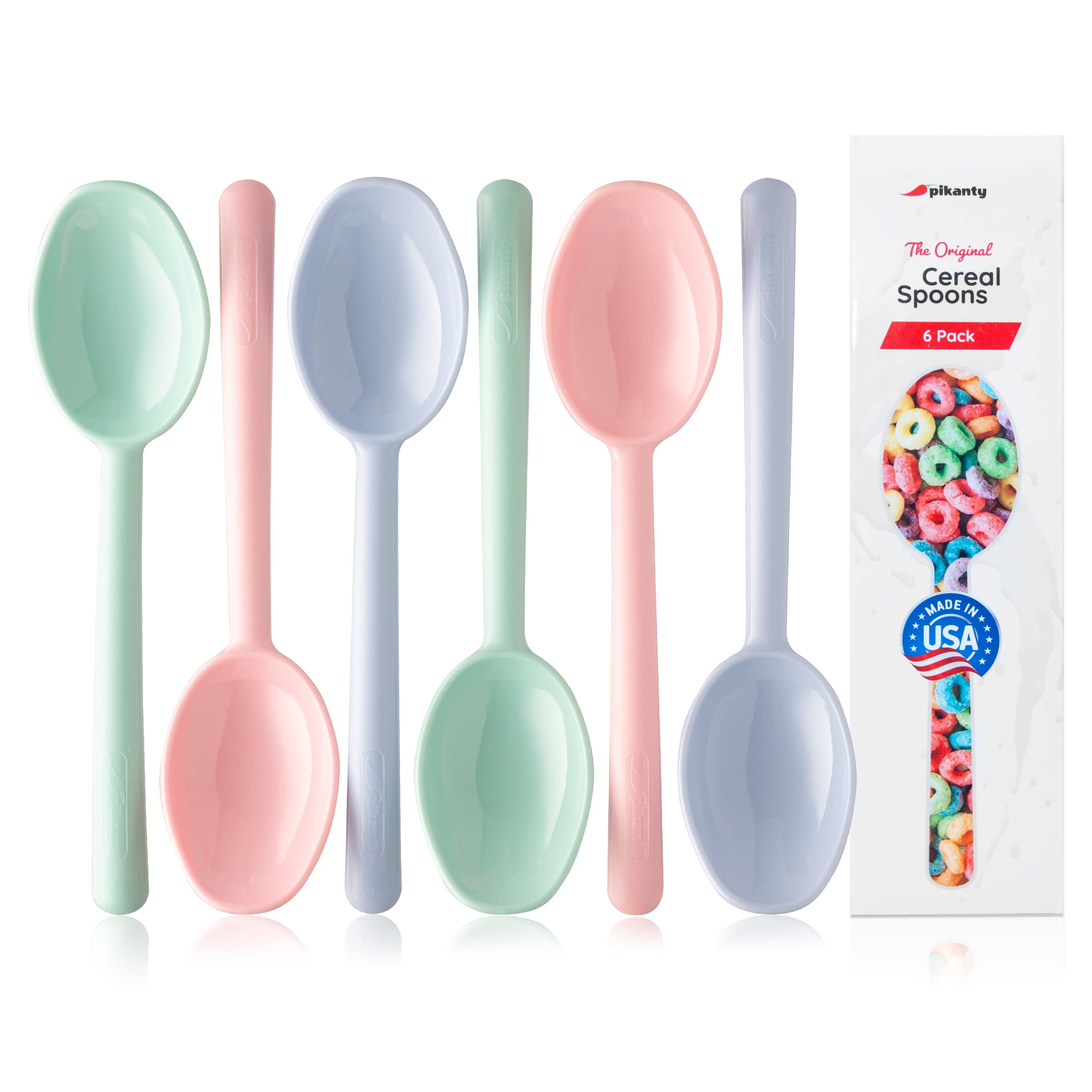 Pikanty - Plastic Spoon Portable Cereal, Soup, Porridge, Spoons Reusable Dinner Scoops for Home Kitchen Buffet Restaurant Flatware | Made in USA