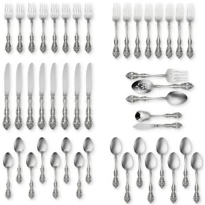 oneida michelangelo 45 piece fine flatware set, service for 8, 18/10 stainless steel