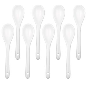 aceelite espresso spoons 8 pieces, ceramic coffee spoons set, white small spoons for coffee, tea, yogurt, sauce and desserts, ice cream, teaspoons dishwasher safe, 4.7 inch