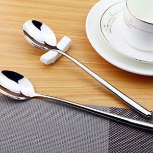 Korean Spoon,Stainless Steel Long Handle Soup Spoons,Long Tablespoon,Coffee Spoon,Silver,Pack of 5 (8.7x1.6 inches)