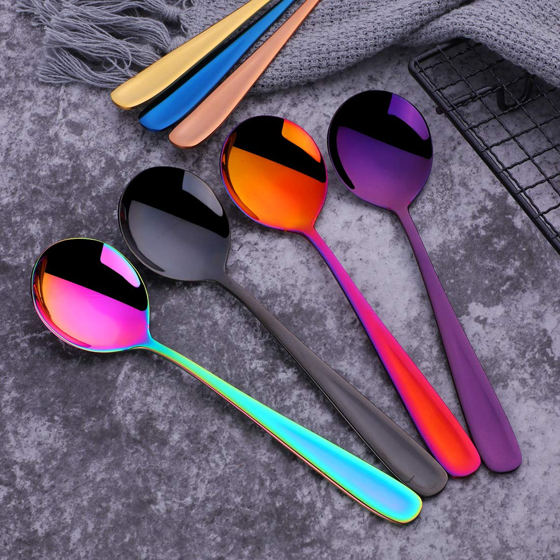 7-inch Stainless Steel Table Spoons Soup Spoons Bouillon Spoons, 8 Pieces (table spoon)