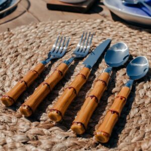 Bamboo Plastic 20 Piece Flatware Set