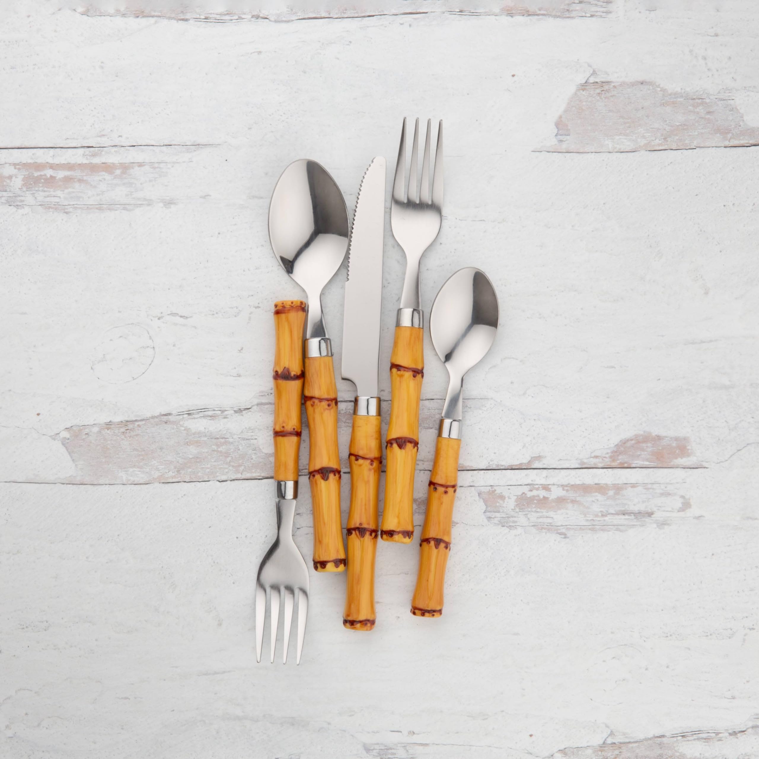 Bamboo Plastic 20 Piece Flatware Set