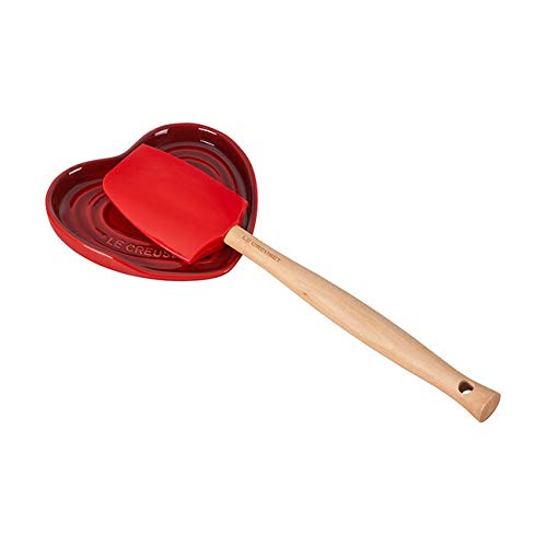 Le Creuset Cerise Stoneware Heart Shaped Spoon Rest, 5.25"