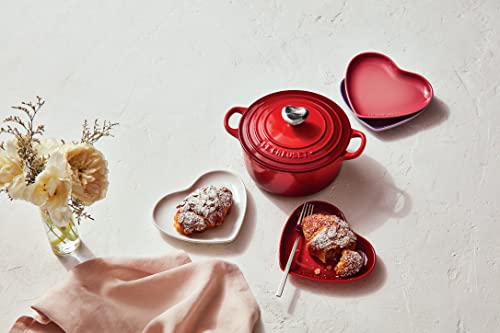 Le Creuset Cerise Stoneware Heart Shaped Spoon Rest, 5.25"