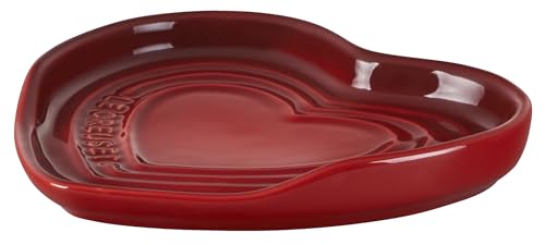 Le Creuset Cerise Stoneware Heart Shaped Spoon Rest, 5.25"