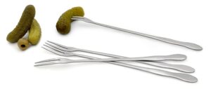 pickle forks olive fork pickle grabber,pickle picker for the jar,cocktail forks,set of 4,long handle 7.8in