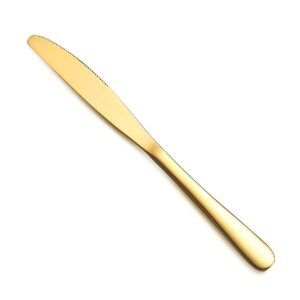 gold dinner knives set of 12, berglander stainless steel titanium plating shiny gold dinner knife, butter knife spreader table knives sturdy and dishwasher safe