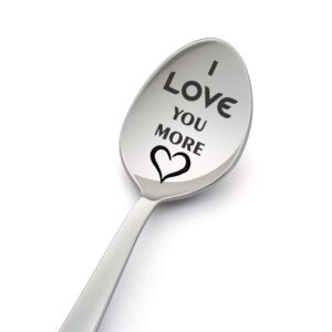 i love you more -stamped stainless steel- tea, coffee, dessert & soup spoon - romantic gift- gifts for couples- gift for love- crafted by lyf collection