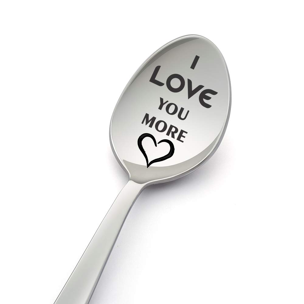 I Love You More -Stamped Stainless Steel- Tea, Coffee, Dessert & Soup Spoon - Romantic gift- Gifts for Couples- Gift for Love- Crafted By LYF Collection