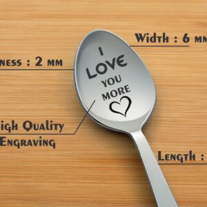 I Love You More -Stamped Stainless Steel- Tea, Coffee, Dessert & Soup Spoon - Romantic gift- Gifts for Couples- Gift for Love- Crafted By LYF Collection