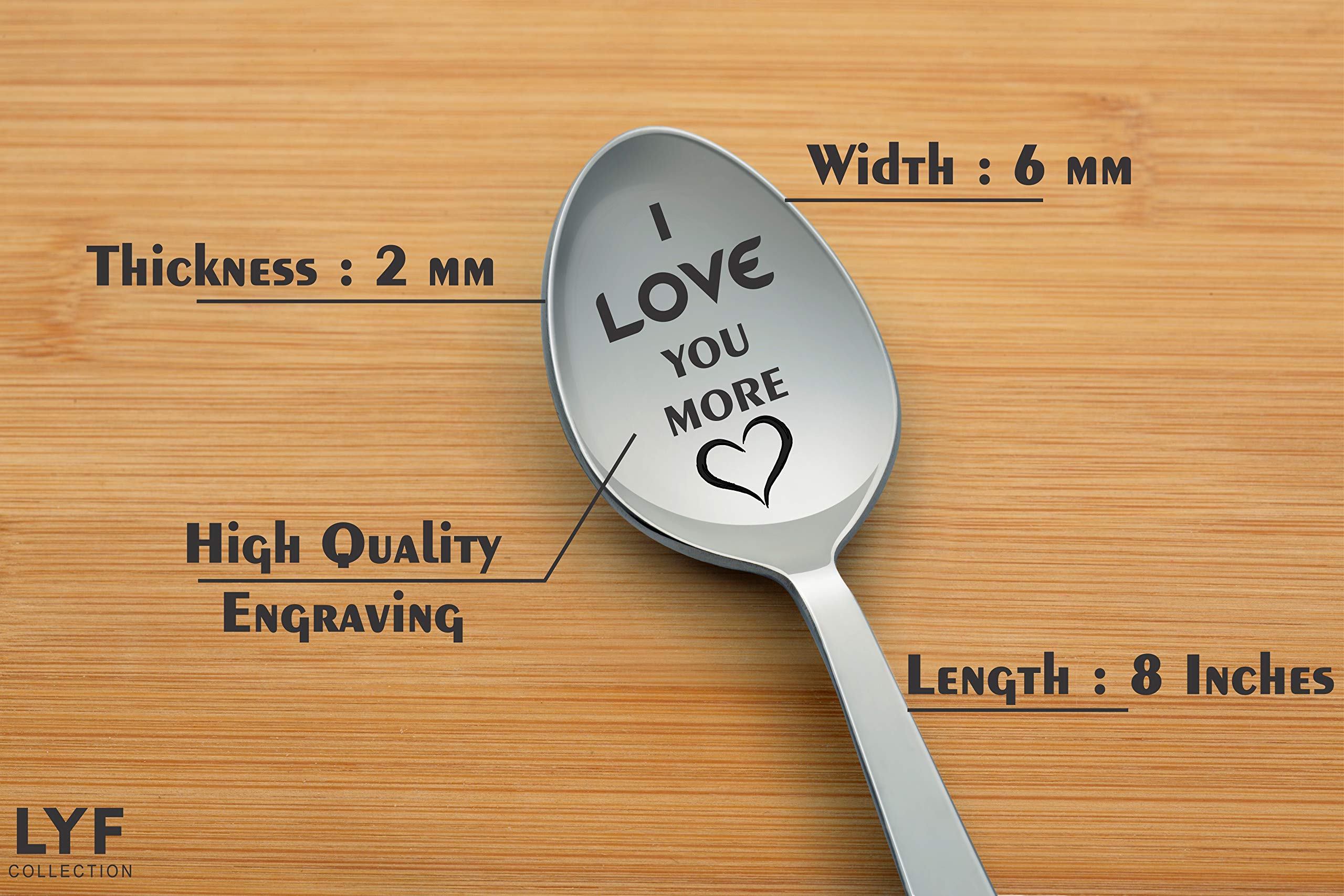 I Love You More -Stamped Stainless Steel- Tea, Coffee, Dessert & Soup Spoon - Romantic gift- Gifts for Couples- Gift for Love- Crafted By LYF Collection