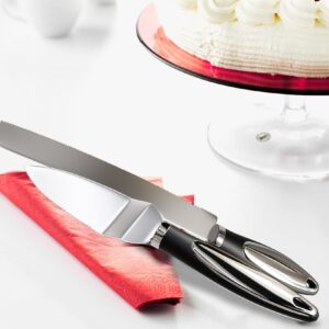 Wedding Cake Knife and Server Set, Cake Cutter And Server Spatula Set for Cakes Non Slip Rubber Handle, Serrated Stainless Steel Blade Cake Cutting Set for Weddings, Anniversaries, Birthday Parties