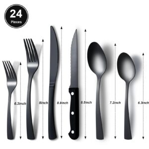 APEO 20 Piece Matte Black Silverware Set for 4, Stainless Steel Flatware Set for Kitchen, Square Handle Cutlery Set, Tableware Set Include Knife Fork Spoon, Dishwasher Safe