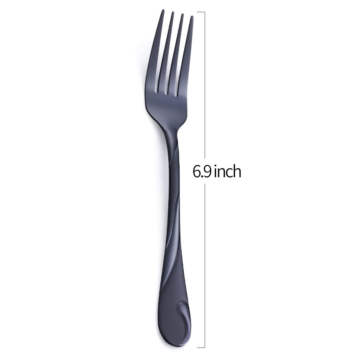 Black Salad Fork Set, Seeshine 6.9-inch Stainless Steel Shiny Black Metal Dessert Fork, Small Cake Fork, Set of 6