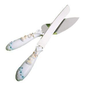 fashioncraft 2417 beach theme wedding knife and cake server set – 1, beach wedding favor, cake knife and server set