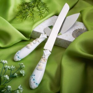 FASHIONCRAFT 2417 Beach Theme Wedding Knife and Cake Server Set – 1, Beach Wedding Favor, Cake Knife and Server Set