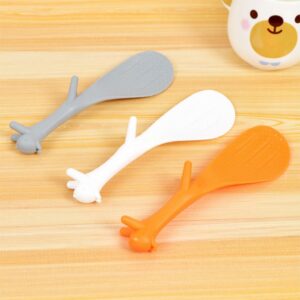 AKOAK 3 Piece Creative Household Kitchen Tools,Lovely Squirrel Shape Standing Spoon Non-stick Rice Spoon Fashion Rice Cooker Dishes Filled Scoop Shovel