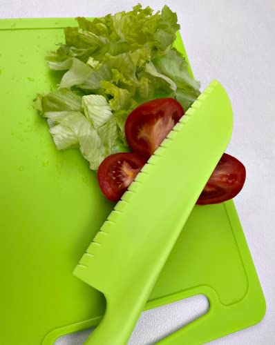 jawbush Professional Lettuce Knife, 11" Serrated Salad Knife for Veggies, Fruit, Bread, Cake, Salad, Plastic Kitchen Nylon Knife for Cooking and Cutting to Prevent Browning, Warm Xmas Gift, Green