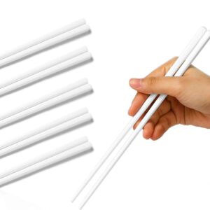 LEETOYI Ceramic Chopsticks Set of 5, Porcelain Chinese Chopsticks Easy To Clean, 9.6-Inch (White)