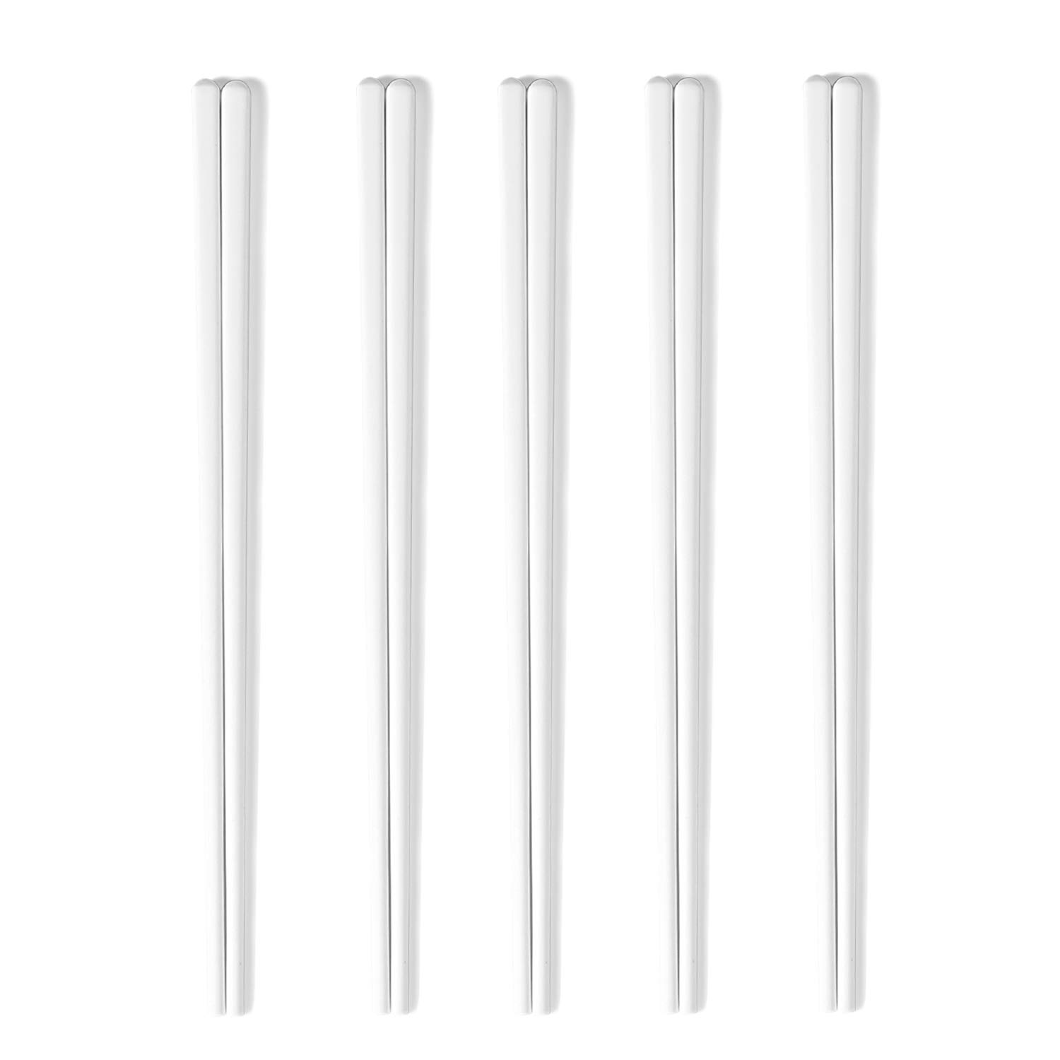 LEETOYI Ceramic Chopsticks Set of 5, Porcelain Chinese Chopsticks Easy To Clean, 9.6-Inch (White)