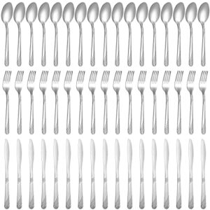 201 pcs silverware set stainless steel flatware sets service for 67 silver cutlery set serving utensils set includes 67 knife 67 fork 67 spoon for kitchen dinner table, mirror polished dishwasher safe