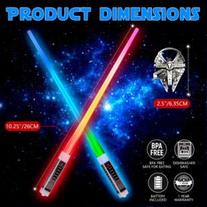 Luxxis Lightsaber Star Wars Chopsticks Light Up LED glowing Multicolor Chopsticks for Fun Theme Party and Gift Set [2 pairs - multicolor] with Bottle Opener and Gift Ready Post Card