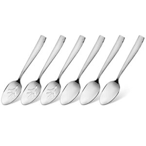 Hudson Essentials 6-Piece Hammered 18/10 Stainless Steel Silverware Serving Spoons Set - Hostess Buffet Flatware