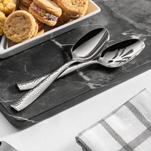 Hudson Essentials 6-Piece Hammered 18/10 Stainless Steel Silverware Serving Spoons Set - Hostess Buffet Flatware