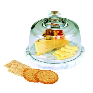 Norpro Glass Cheese Dome with Marble Base , Off-White