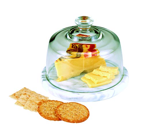 Norpro Glass Cheese Dome with Marble Base , Off-White