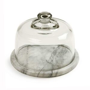 Norpro Glass Cheese Dome with Marble Base , Off-White