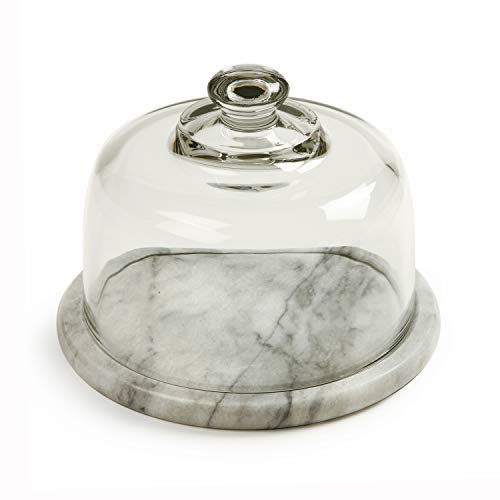 Norpro Glass Cheese Dome with Marble Base , Off-White