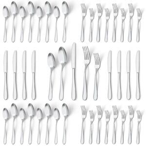 moretoes silverware set for 8, 40pcs cutlery set, stainless steel set, mirror polished flatware sets, include knife fork spoon set