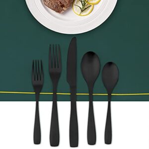 Bettlife Matte Black Silverware 20 Piece, Spoon and Fork Set, Kitchen Cutlery Set for New Apartment, Stainless Steel, Dishwasher Safe