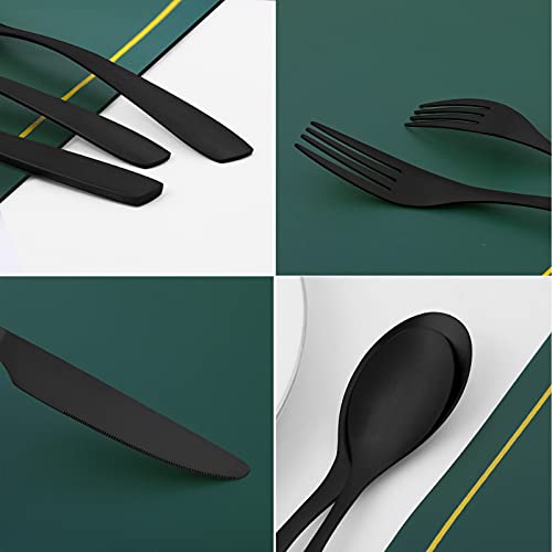 Bettlife Matte Black Silverware 20 Piece, Spoon and Fork Set, Kitchen Cutlery Set for New Apartment, Stainless Steel, Dishwasher Safe