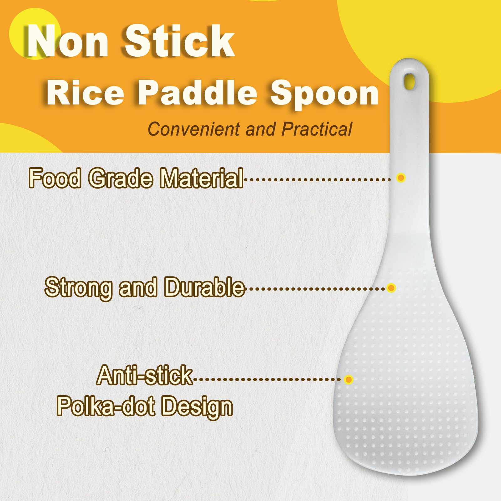 Vonty 2pcs Plastic Rice Paddle Spoon 7.5 Inch, White