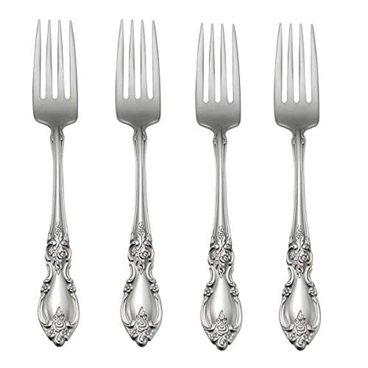 Oneida Louisiana Fine Flatware Dinner Forks, Set of 4, 18/10 Stainless Steel