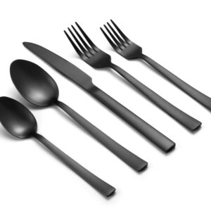 Matte Black Silverware Set for 4, 20 Piece Black Utensils Flatware Set, Stainless Steel Tableware Cutlery Set for Home Kitchen Includes Forks Spoons and Knives Set, Dishwasher Safe