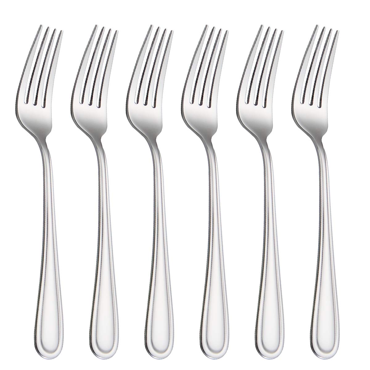 HISSF Dinner Forks Stainless Steel 18/0 of Table Forks 6 Pcs for Home, Kitchen Restaurant, Dishwasher Safe, 7.99 Inches, Silver