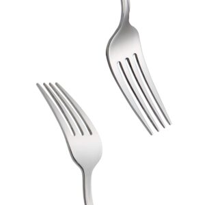 HISSF Dinner Forks Stainless Steel 18/0 of Table Forks 6 Pcs for Home, Kitchen Restaurant, Dishwasher Safe, 7.99 Inches, Silver