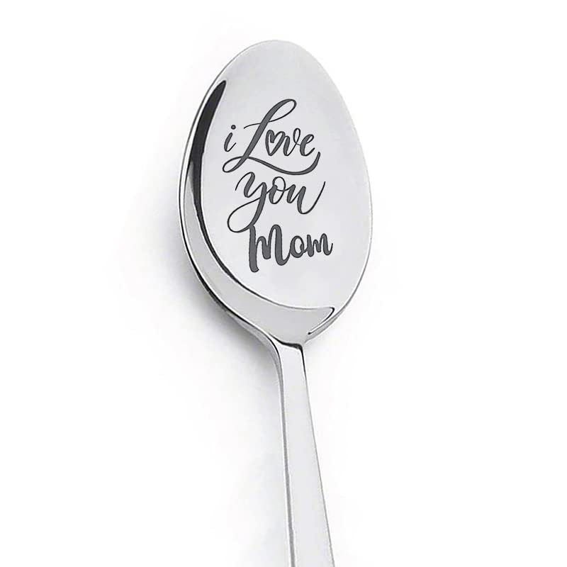 Gift for Mom Mother from Daughter Son I Love You Mom Spoon for Mama Mommy Christmas Birthday Gifts for Mom Mama Mummy Coffee Tea Spoons for Mom Mother Coffee Tea Lover Gift