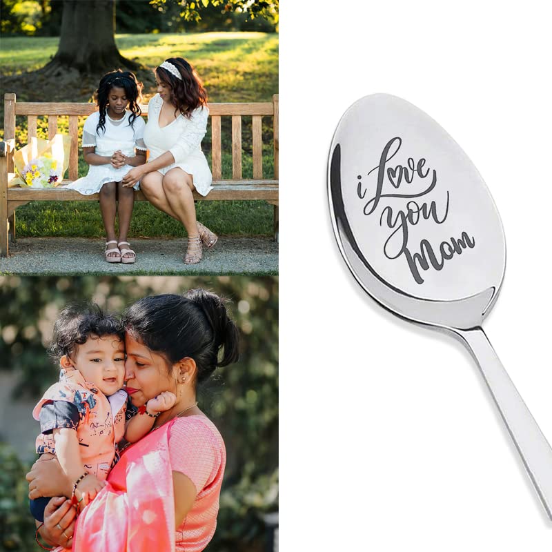 Gift for Mom Mother from Daughter Son I Love You Mom Spoon for Mama Mommy Christmas Birthday Gifts for Mom Mama Mummy Coffee Tea Spoons for Mom Mother Coffee Tea Lover Gift