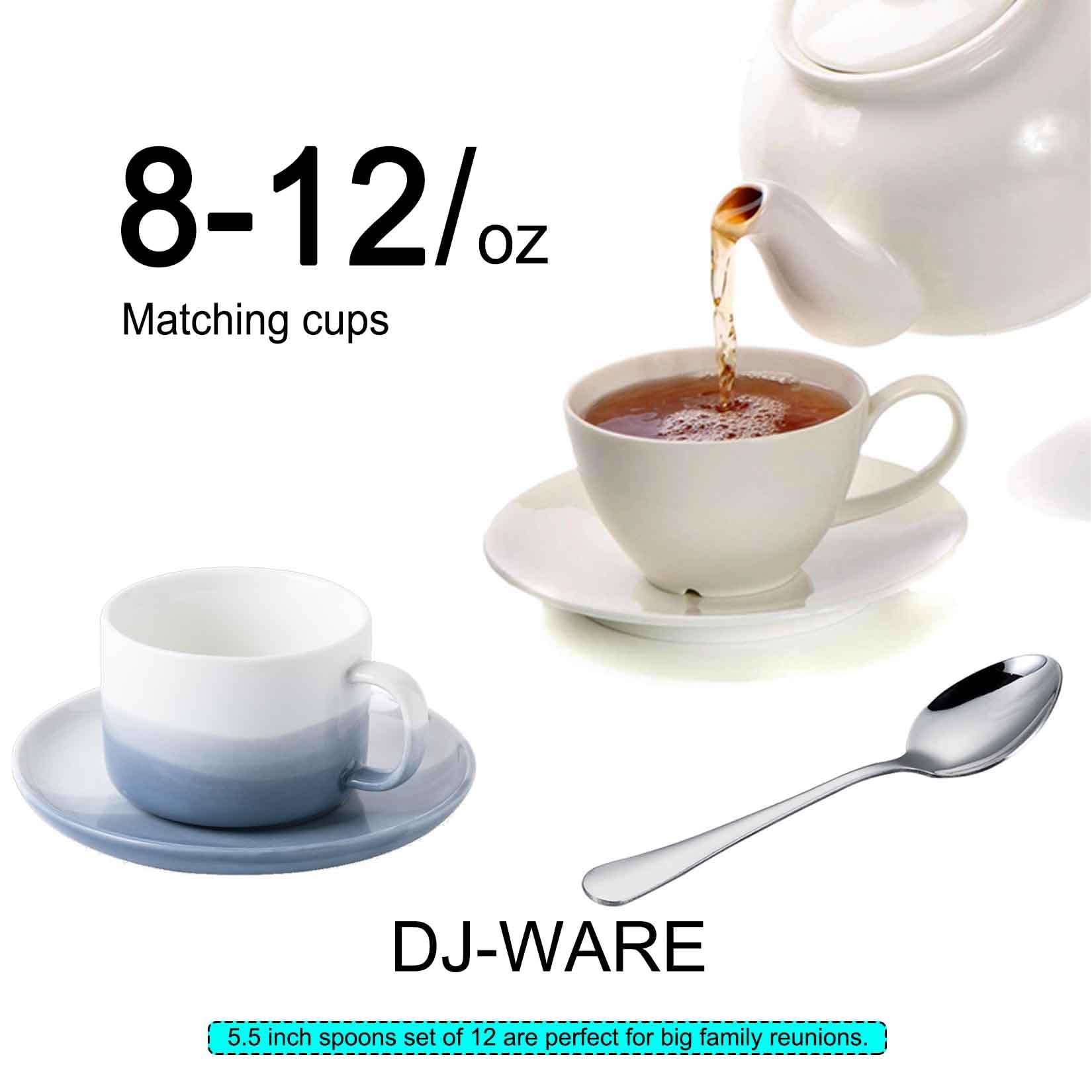 DJ-WARE Small Teaspoons Stainless Steel Tea Spoons Set of 12, 5.5 Inch