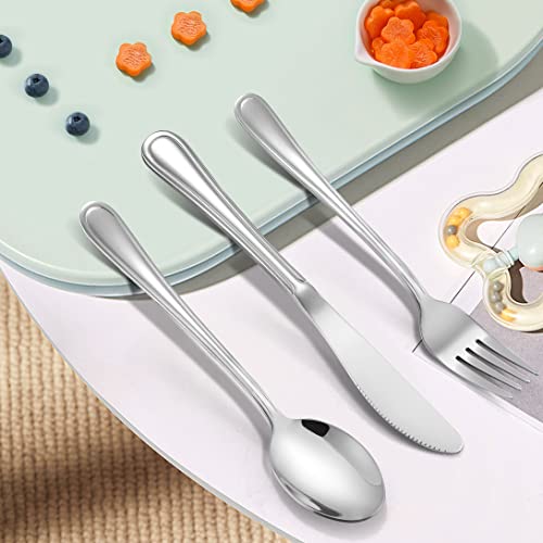 LIANYU 12-Piece Kids Silverware Set, Stainless Steel Toddler Utensils Flatware Set, Child Cutlery Tableware Set for 4, Include knives Forks Spoons, Mirror Finished, Dishwasher Safe