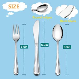 LIANYU 12-Piece Kids Silverware Set, Stainless Steel Toddler Utensils Flatware Set, Child Cutlery Tableware Set for 4, Include knives Forks Spoons, Mirror Finished, Dishwasher Safe