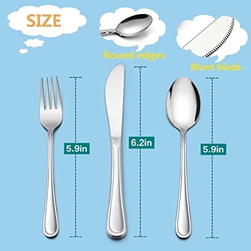 LIANYU 12-Piece Kids Silverware Set, Stainless Steel Toddler Utensils Flatware Set, Child Cutlery Tableware Set for 4, Include knives Forks Spoons, Mirror Finished, Dishwasher Safe